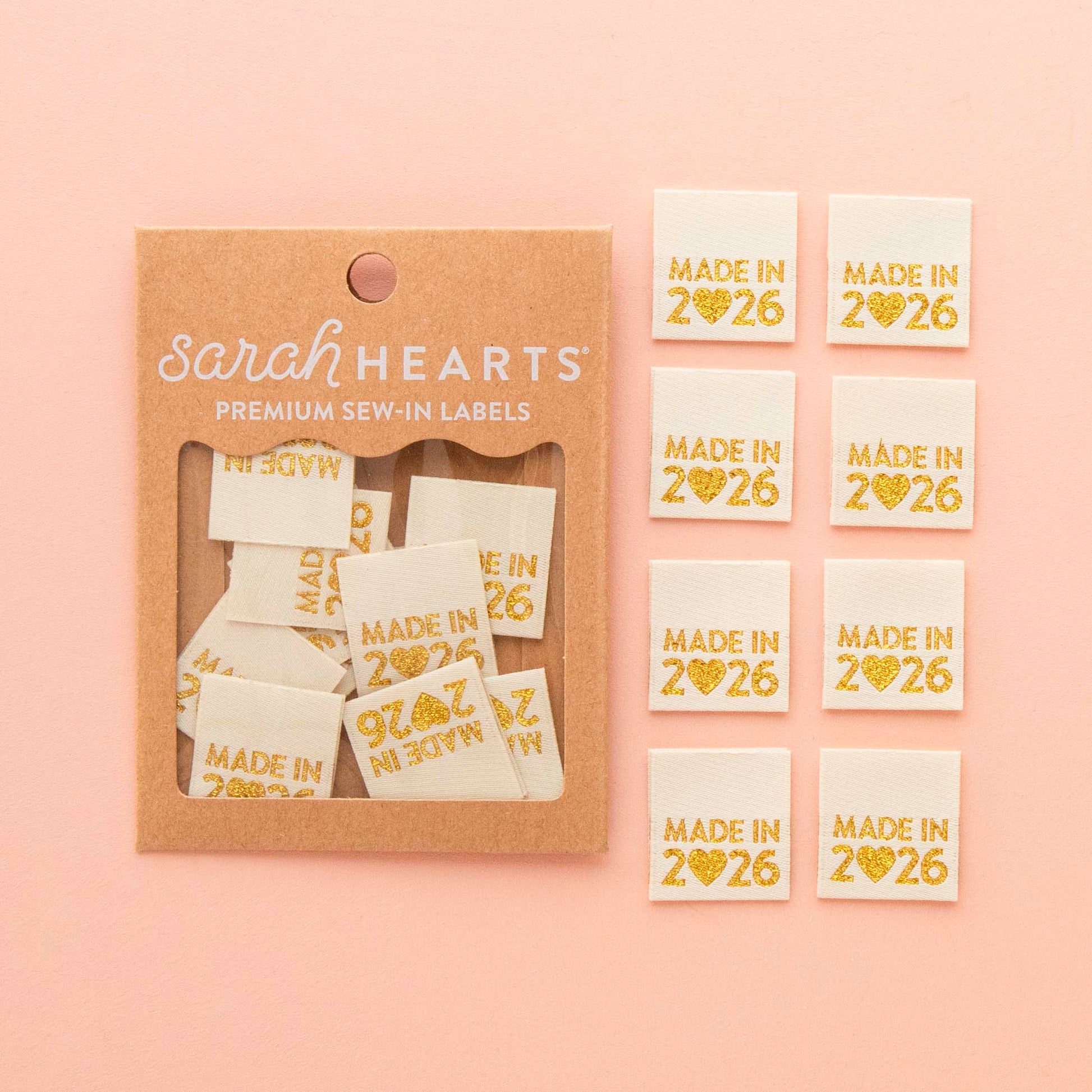 Made in 2026 Gold Woven Sewing Labels – Sarah Hearts