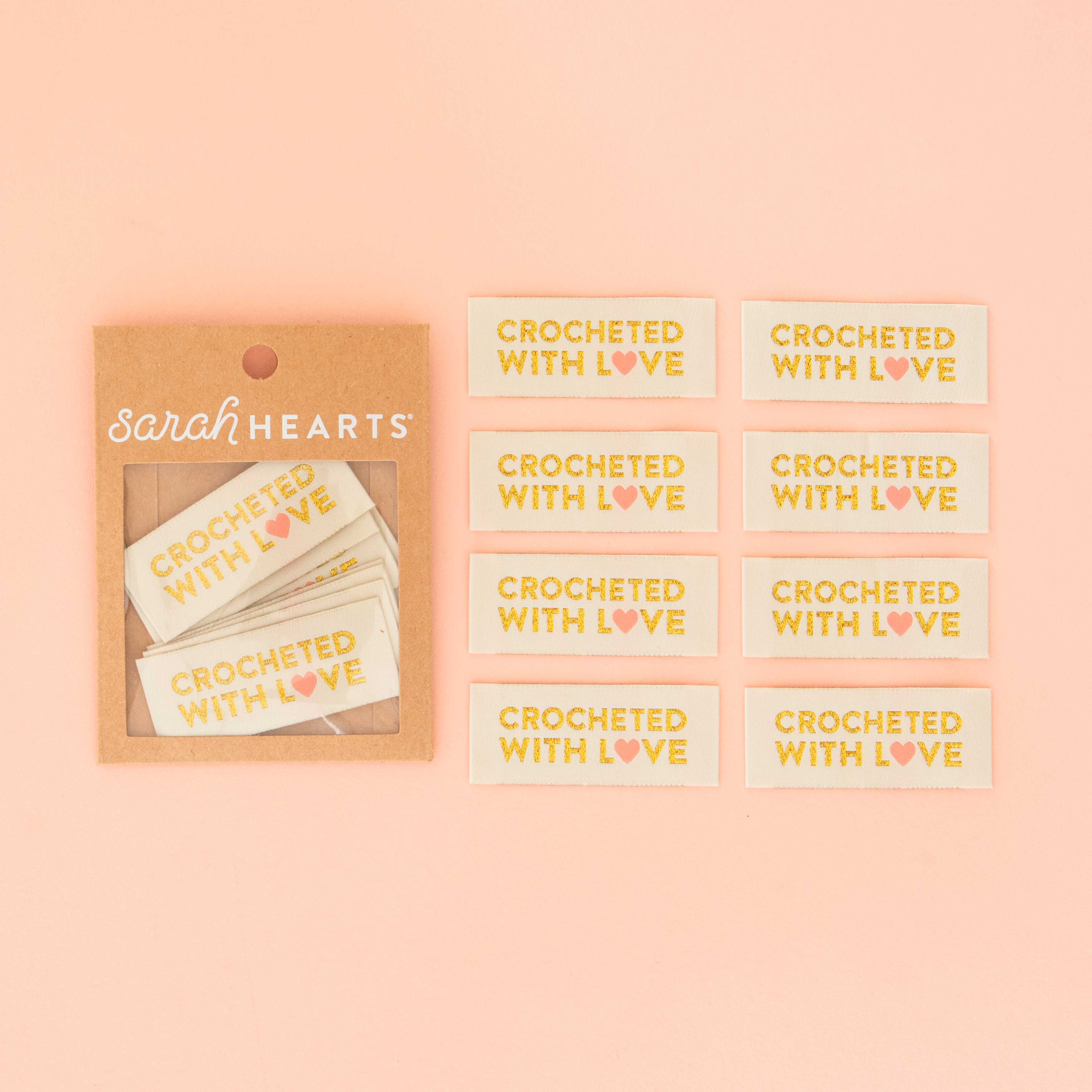 Crocheted with Love Woven Labels – Sarah Hearts