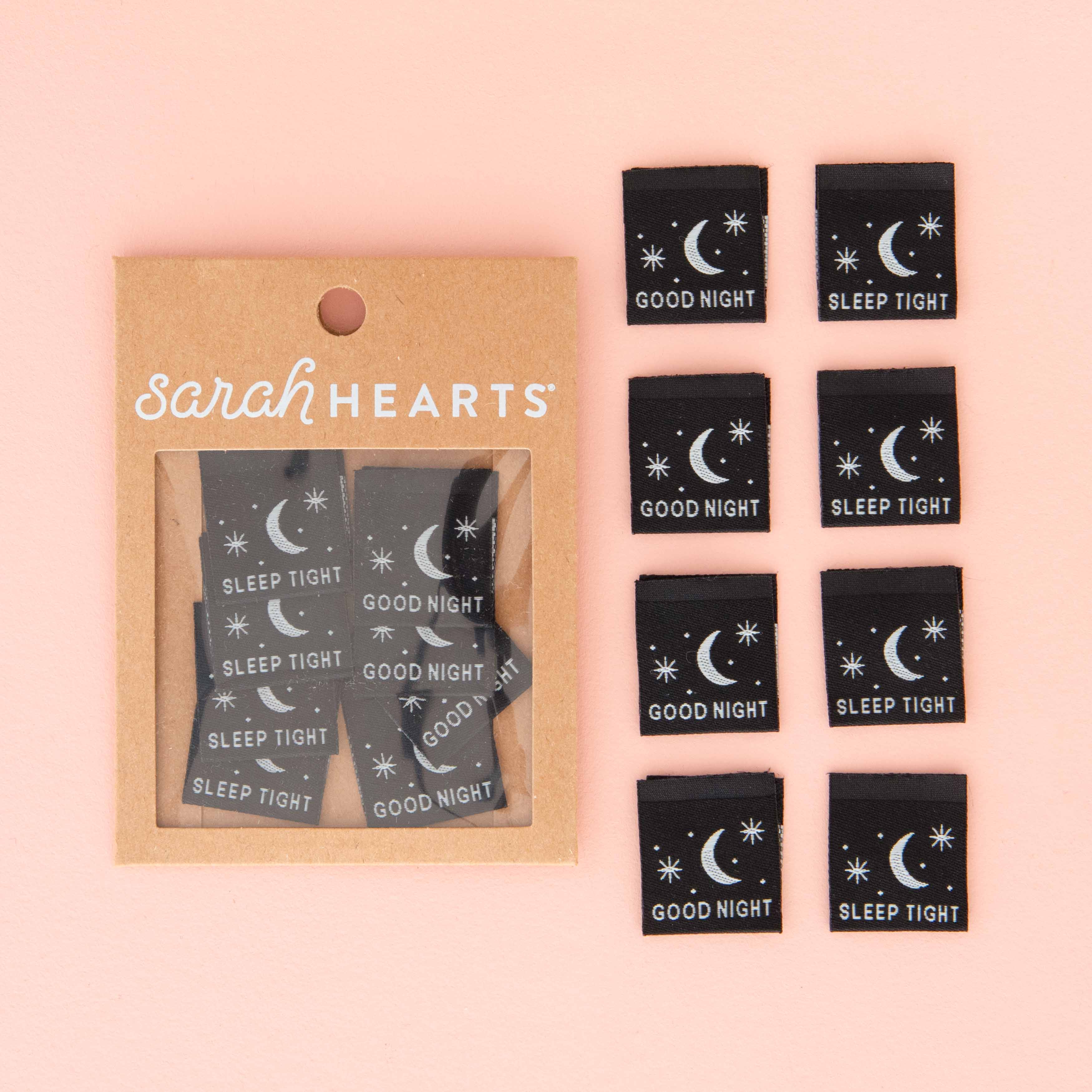 Good Night Sleep Tight Glow in the Dark Woven Labels – Sarah Hearts