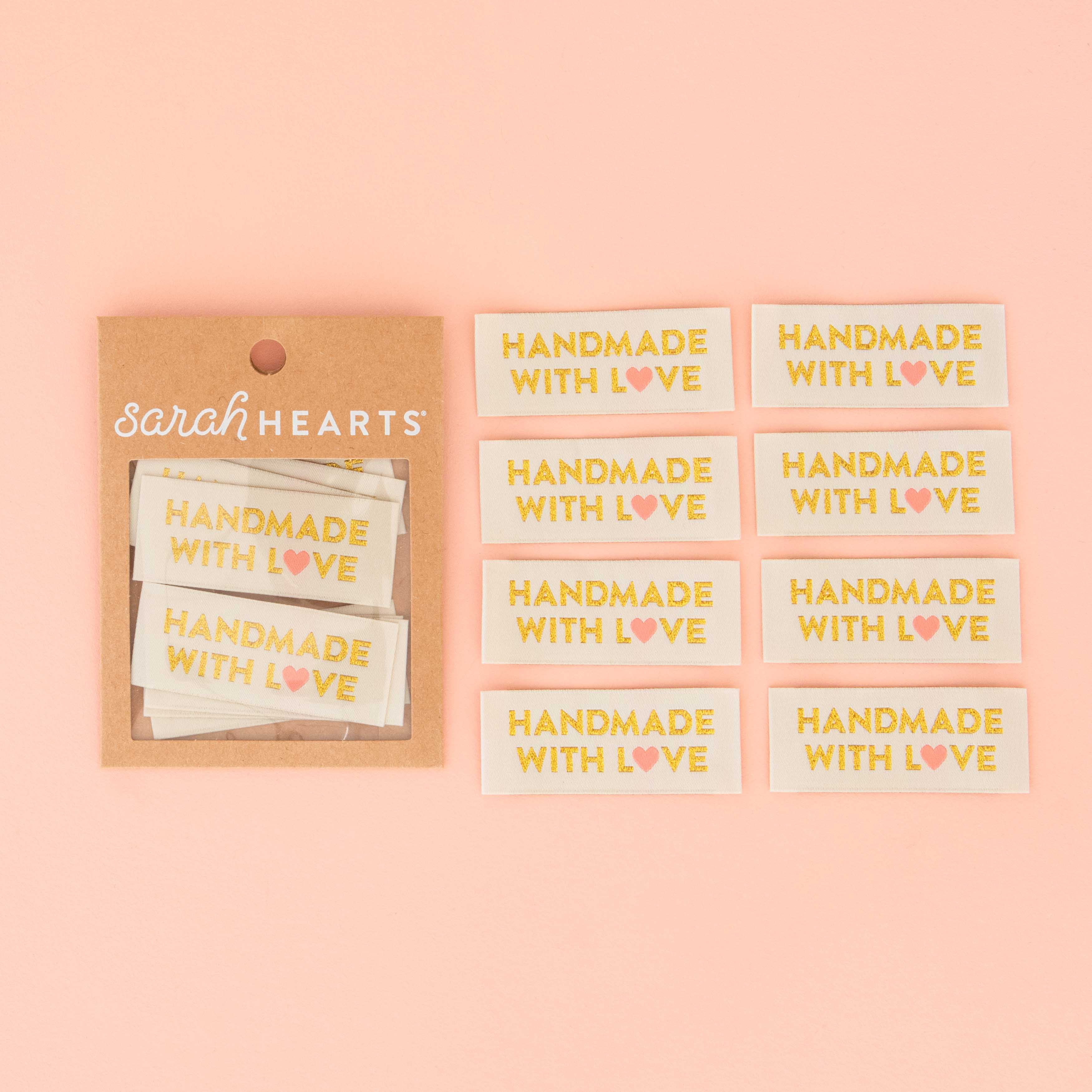 Handmade with Love Gold Woven Labels – Sarah Hearts