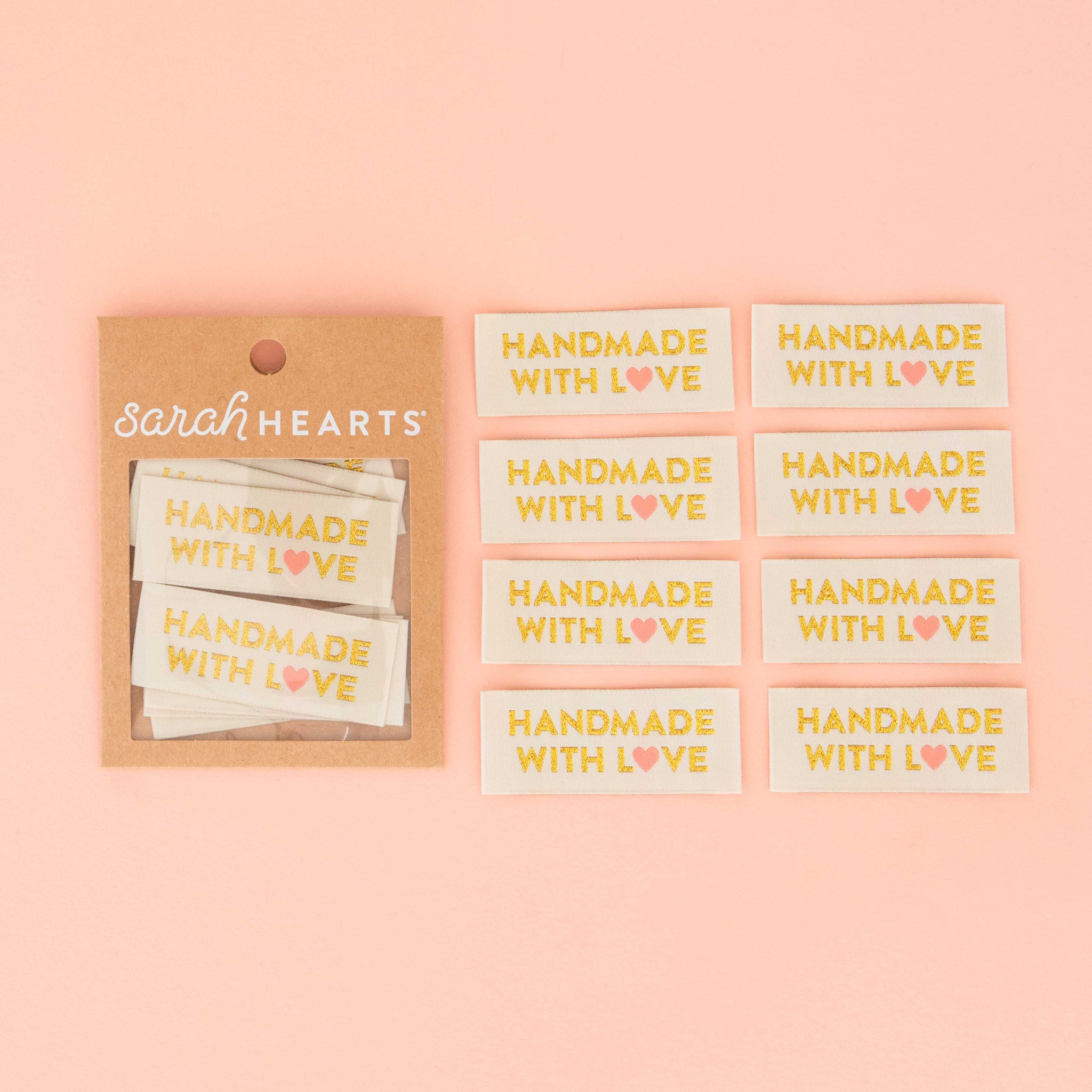 Handmade with Love Gold Woven Labels – Sarah Hearts