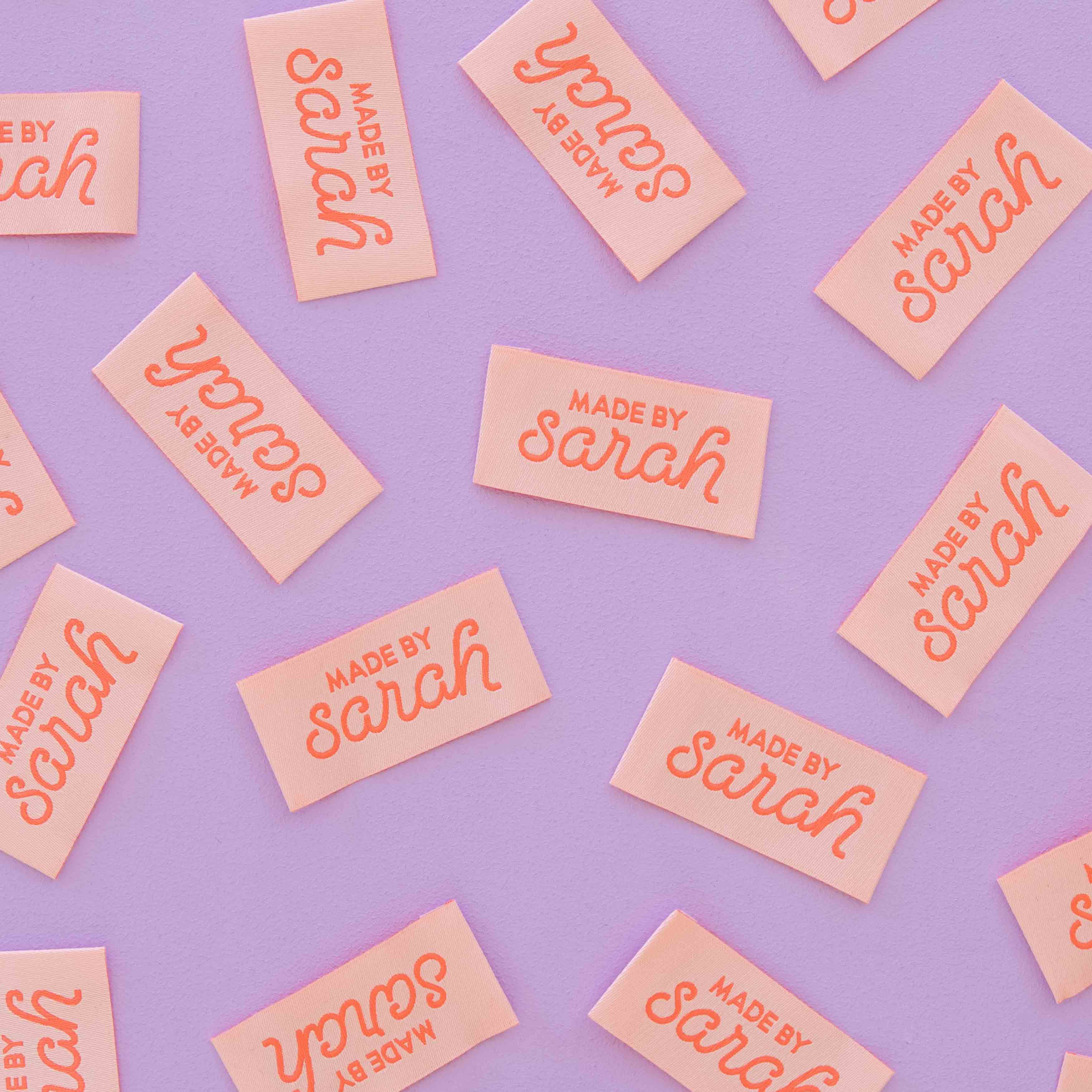 Made by Sarah Neon Pink Woven Labels – Sarah Hearts