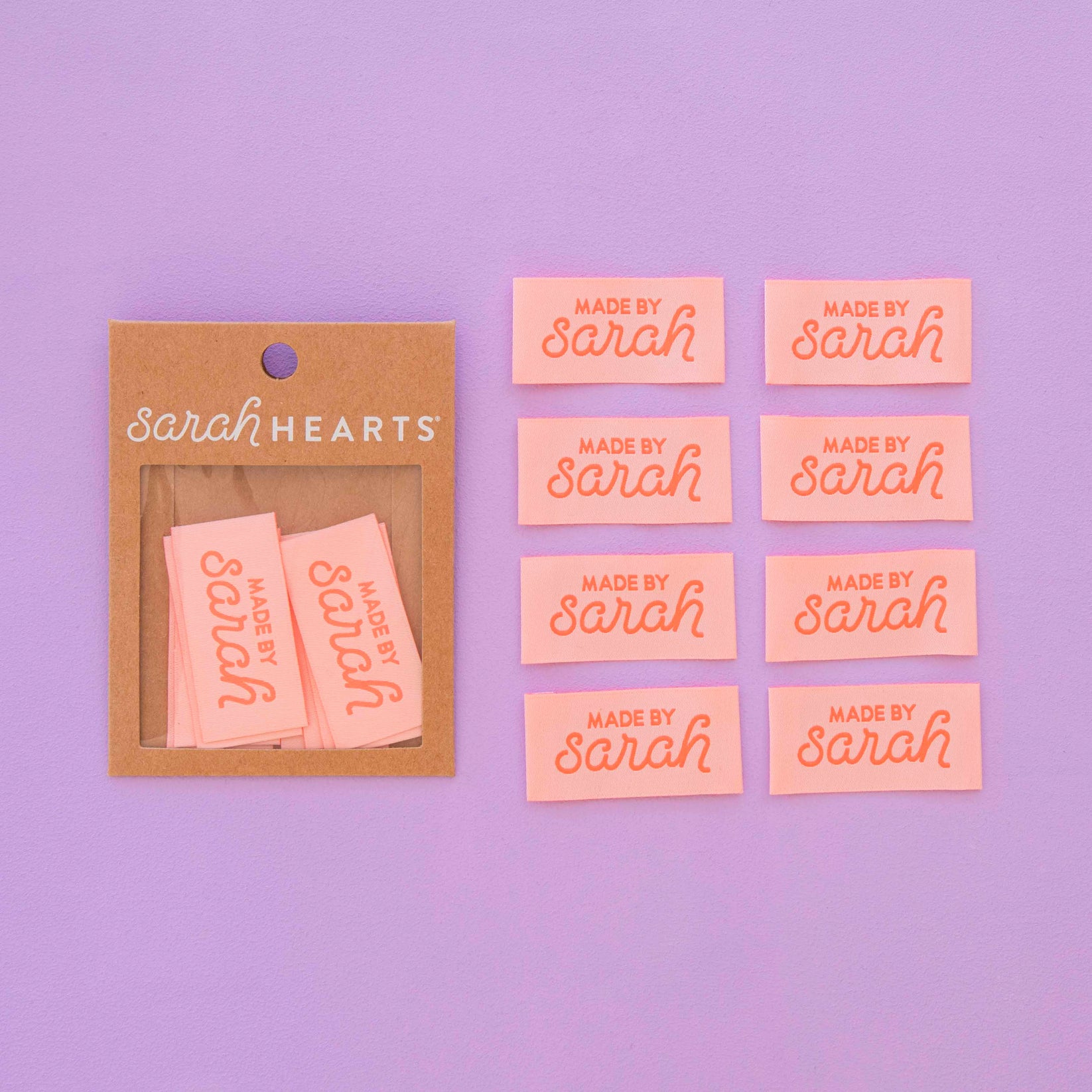 Made by Sarah Neon Pink Woven Labels – Sarah Hearts