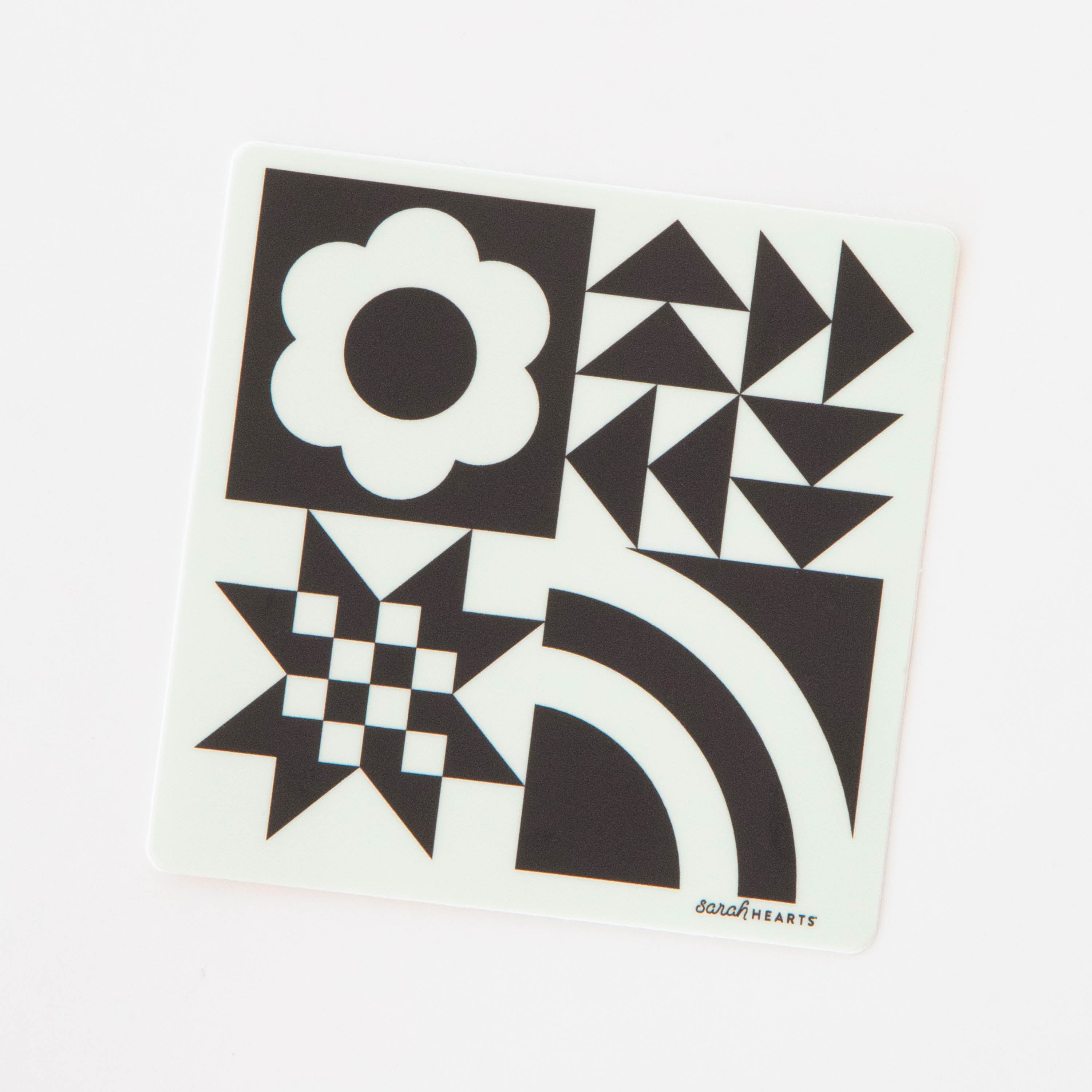 Black and White Quilt Block Sticker – Sarah Hearts