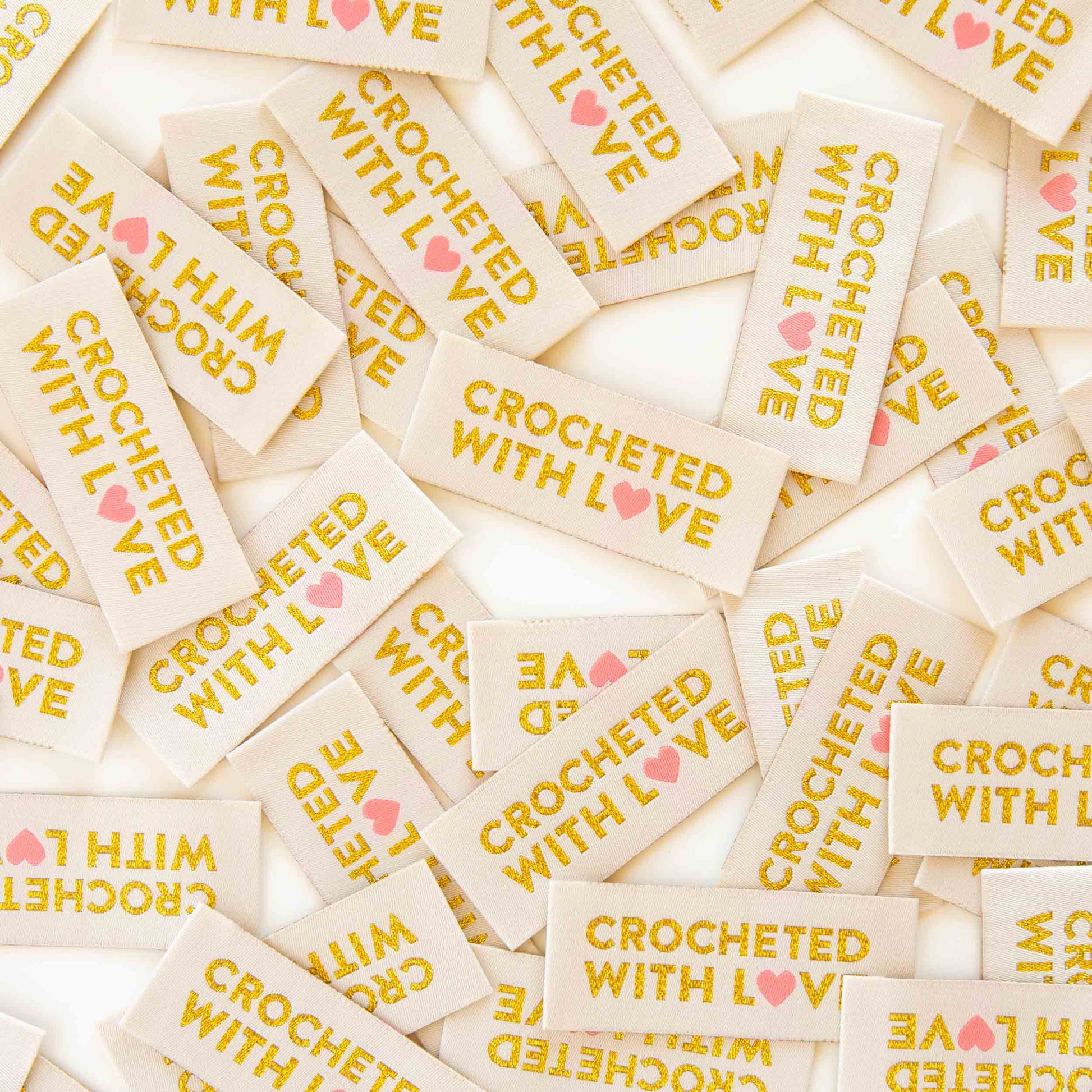 Crocheted with Love Woven Labels – Sarah Hearts